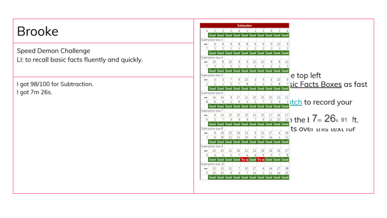 Basic fact boxes – Brooke @ Panmure Bridge School